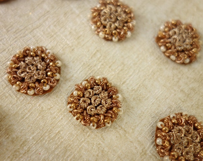 15 Dark Golden Colour Round Patches Pearl Work Motives of - Etsy