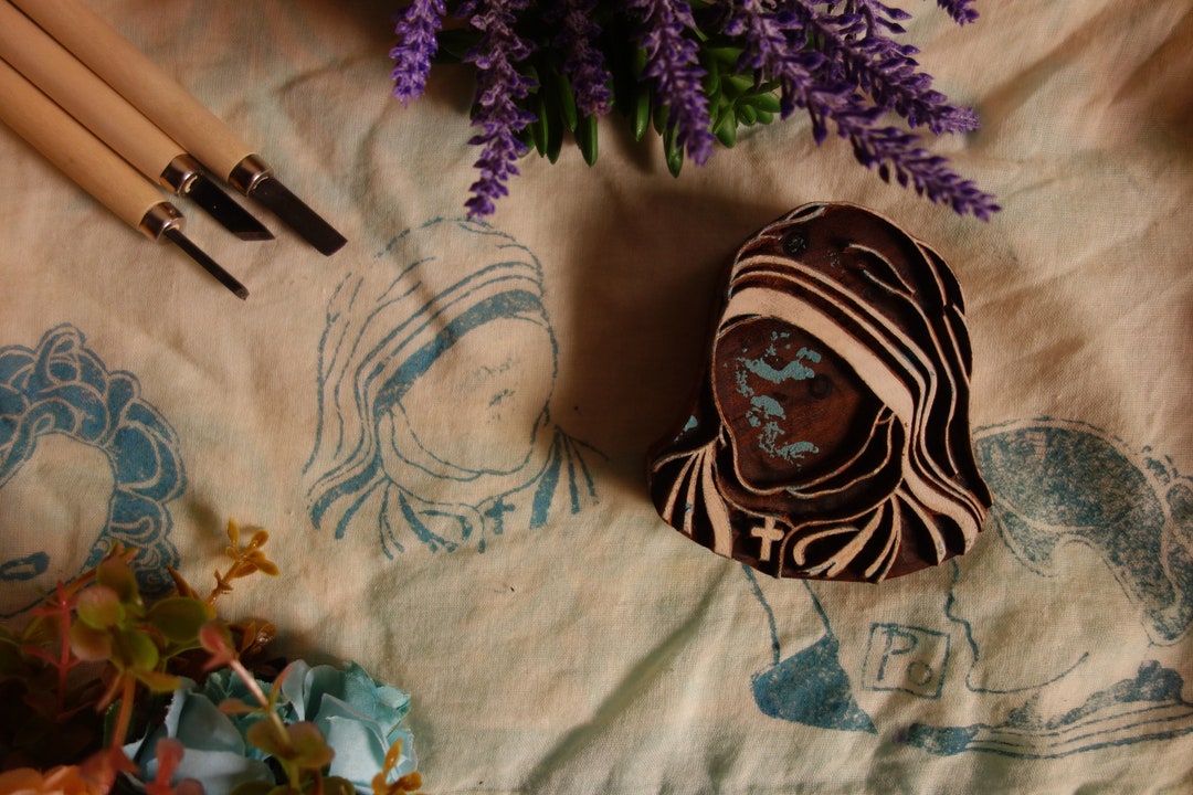 Mother Teresa Wooden Block Stamp, Catholic Nun Inspired Fabric Textile ...