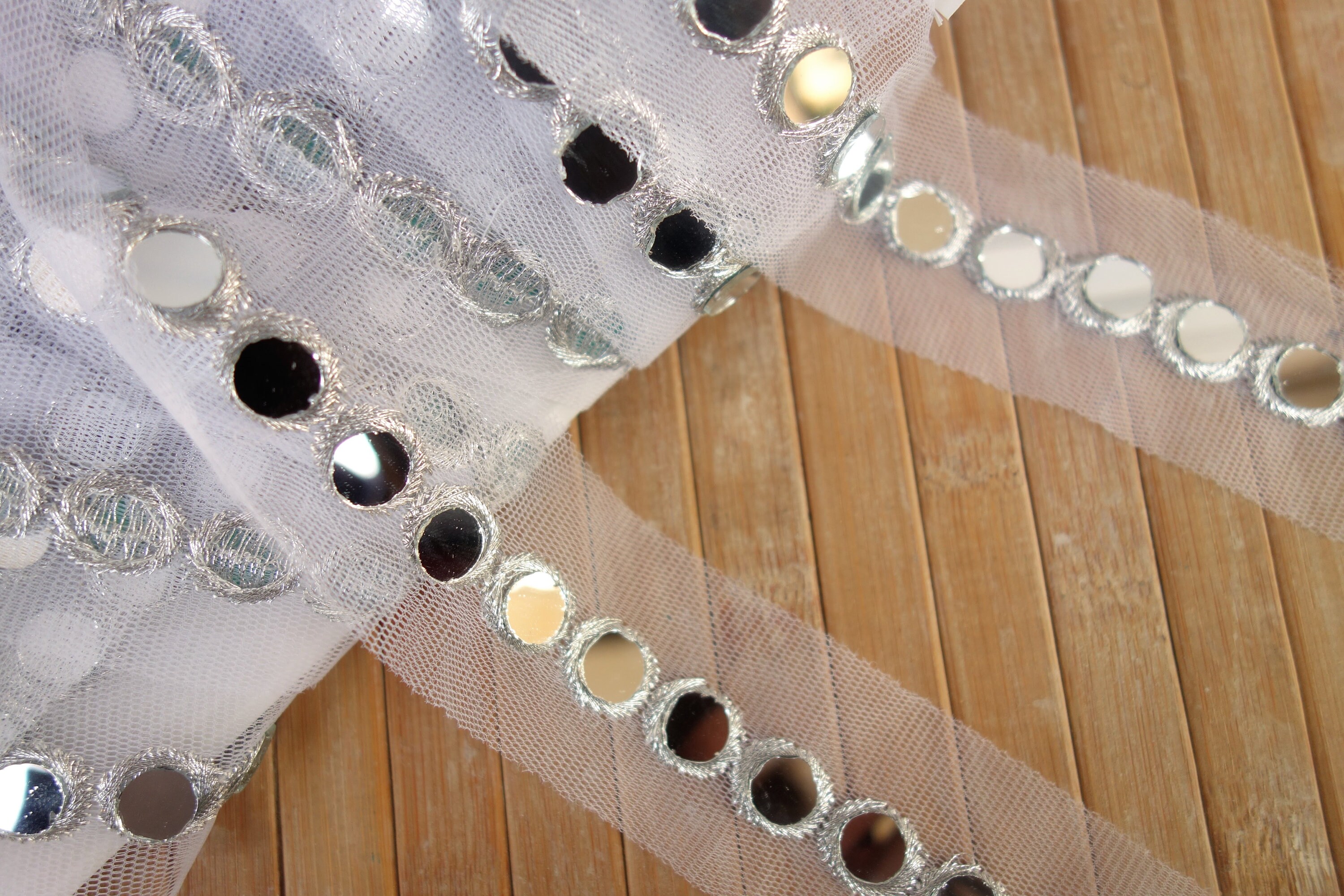 9.8 Yards silver colour Mirror Work trim original mirror work | Etsy