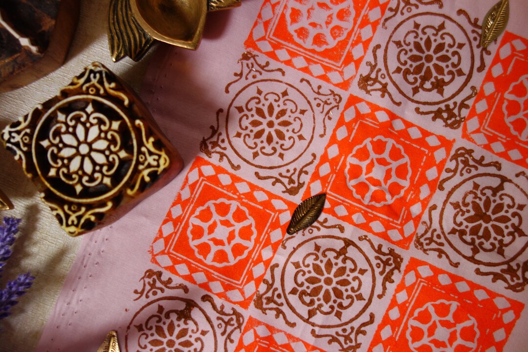 Tile Pattern Block Printing Stamp Made of Wood in Square Shape ...