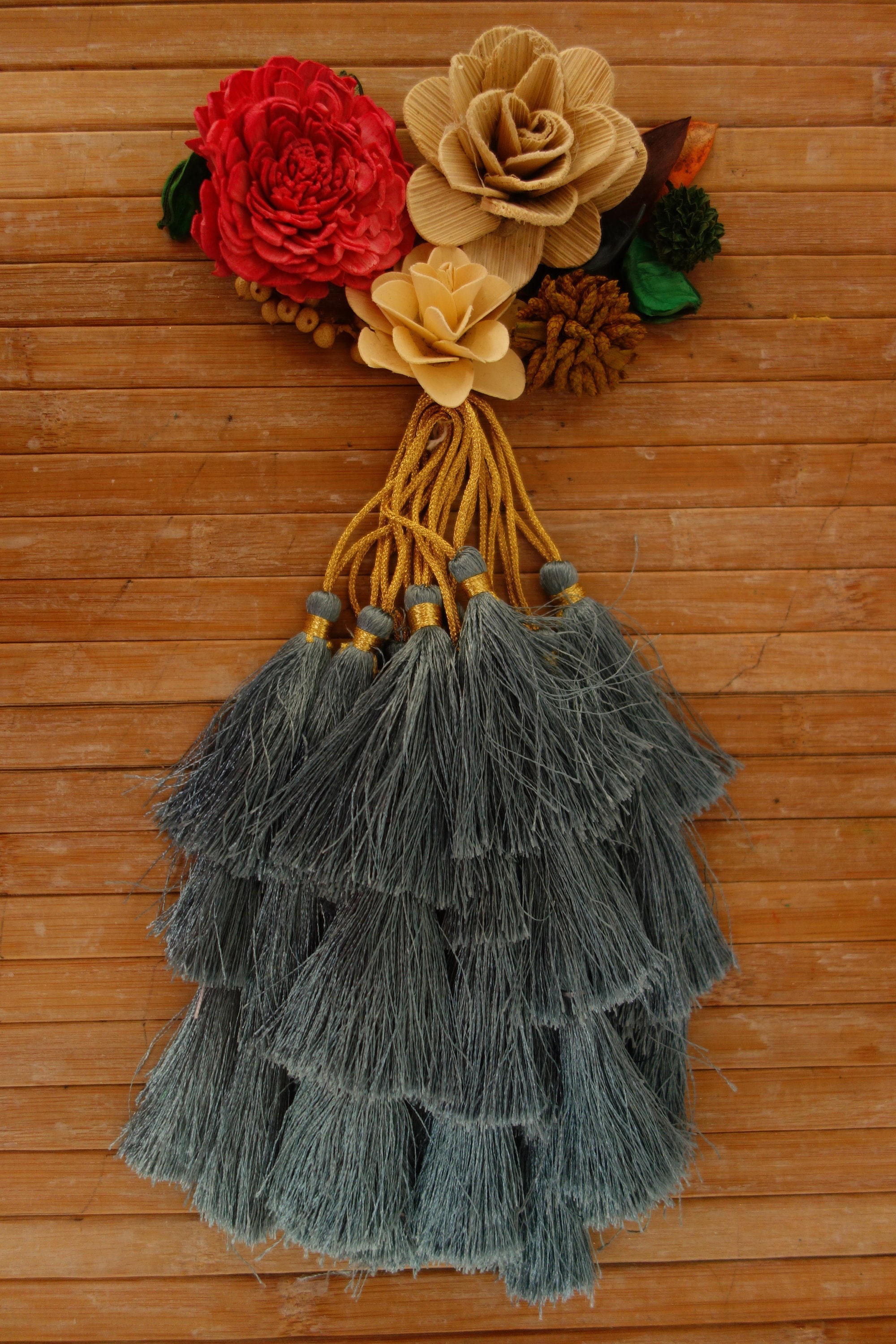 Grey colour long fringes heavy fringes hangings for home | Etsy