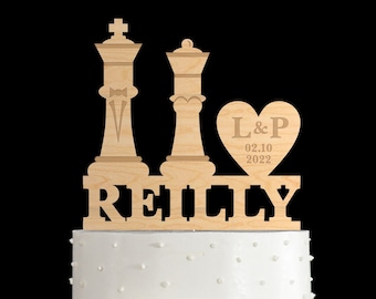 King and Queen Chess Cake Topper - Etsy