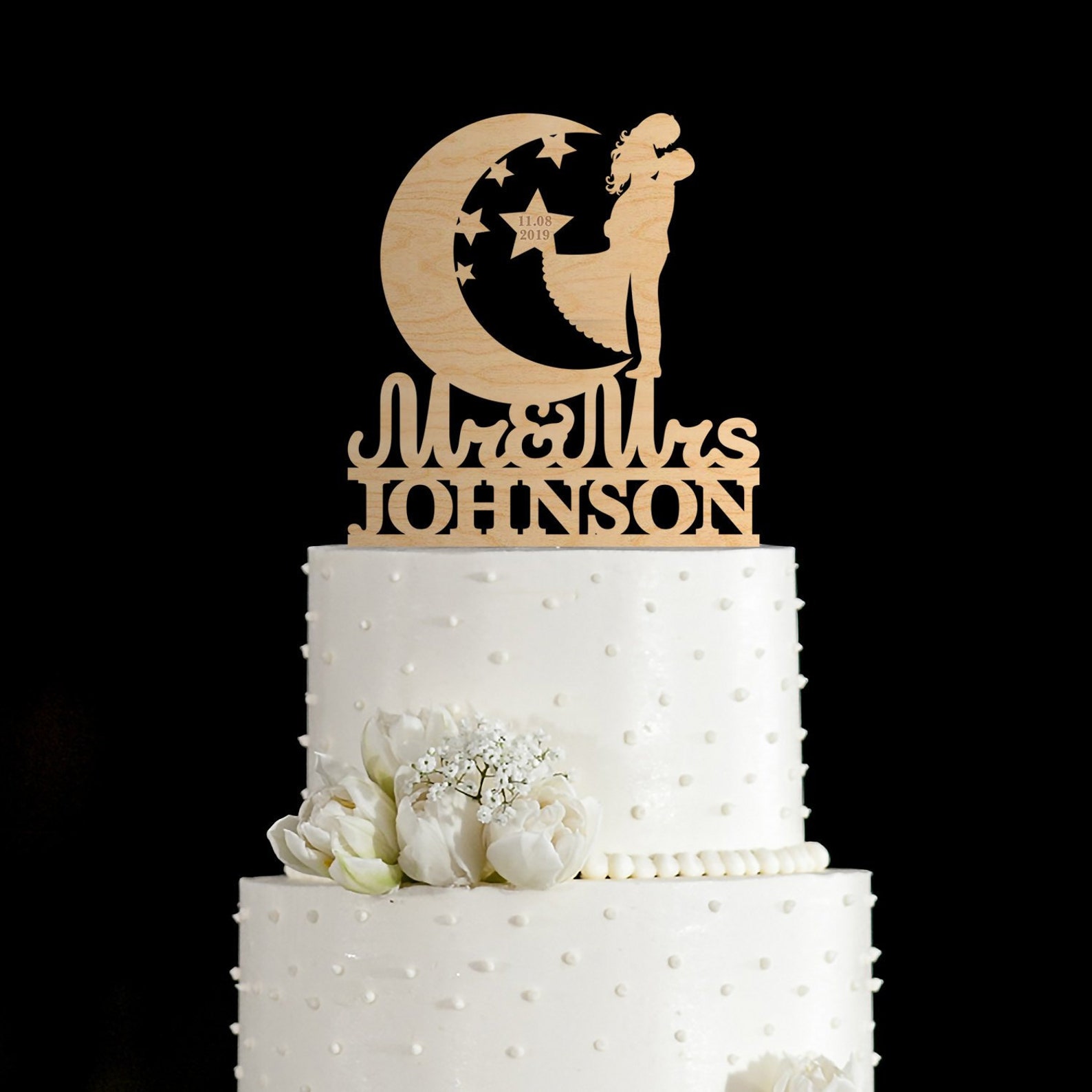 Moon wedding cake toppermoon and stars cake topperMoon cake | Etsy