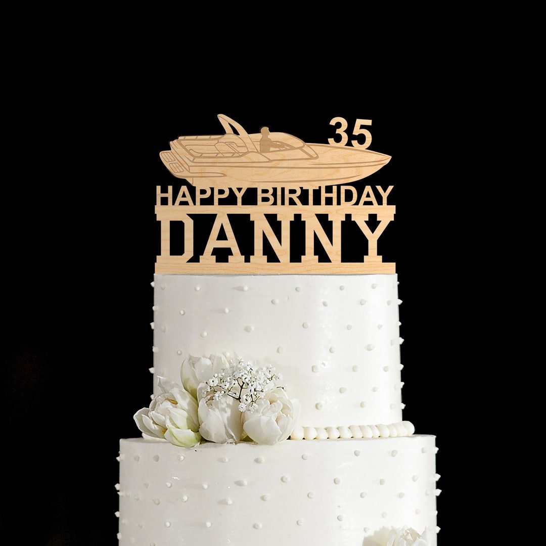 Boat Birthday Cake Topper,speed Boat Cake Topper,fishing Birthday Cake ...