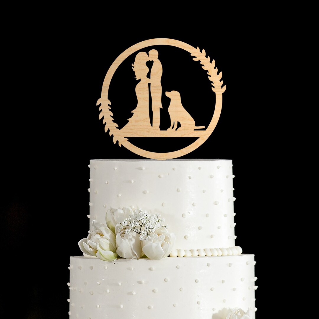 Labrador Retriever Cake Topper, Boho Floral Wedding Cake Topper With ...
