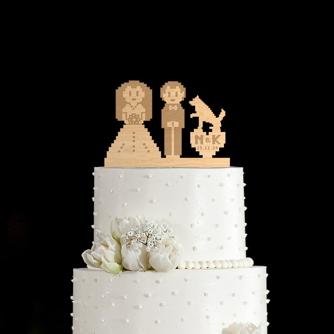 Wedding Cake Topper, 8 Bit Cake Topper, Game Video Cake Topper, Gamer ...