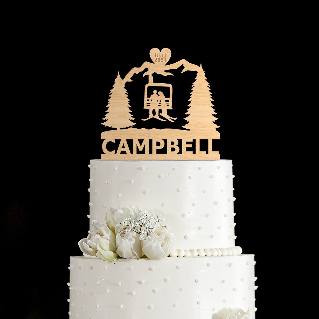 Ski Wedding Cake Topper, Ski Lift Cake Topper, Ski Lodge Wedding Cake ...