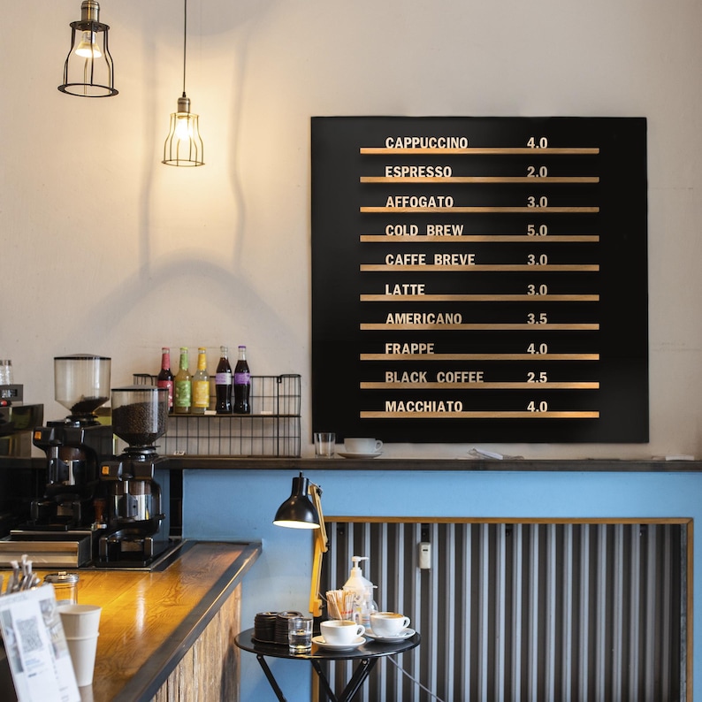 Changeable Letter Menu Board, Birch Plywood Rails, Cafe Wall Decor - Etsy
