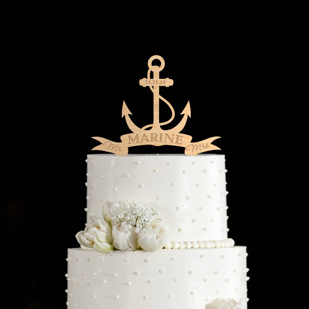 Navy Wedding Cake Topper,anchor Cake Topper,nautical Cake Topper,navy ...