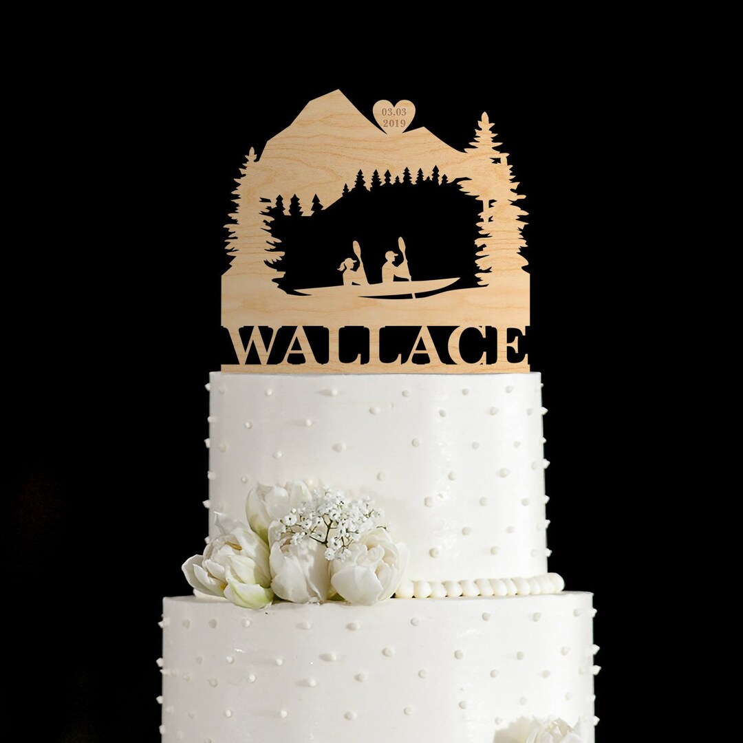 Kayak Cake Topper,mountain Wedding Cake Topper,mr N Mrs Cake Topper ...