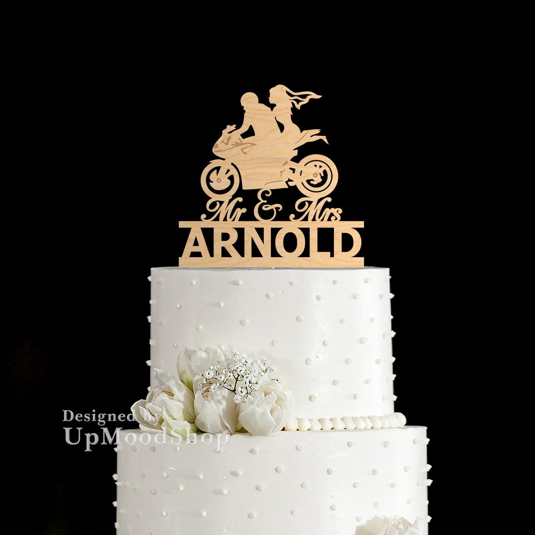 Wedding Cake Topper, Motorcycle Cake Topper, Personalized Motorbike ...