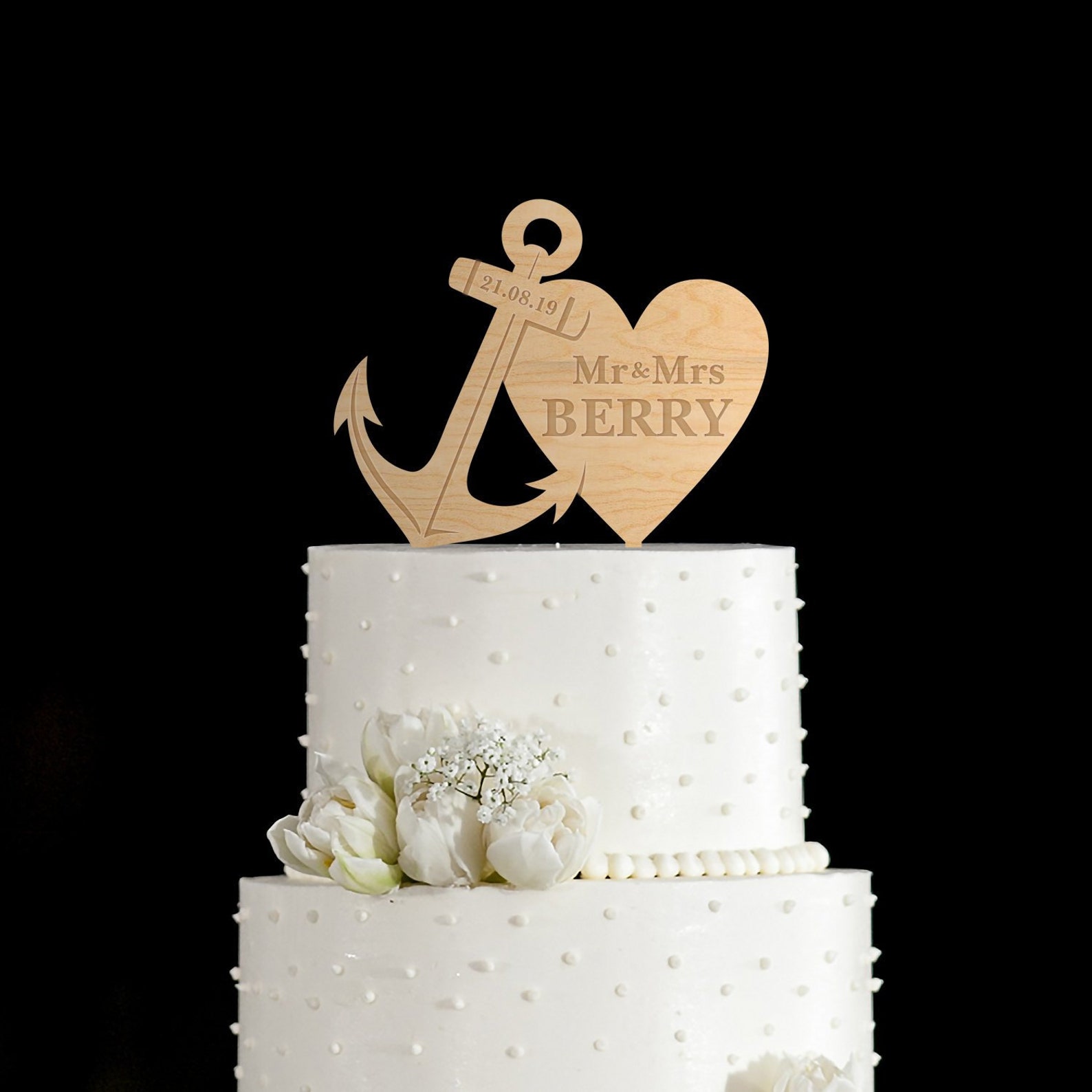 Anchor Wedding Cake Toppercake Topper Dateheart Cake | Etsy