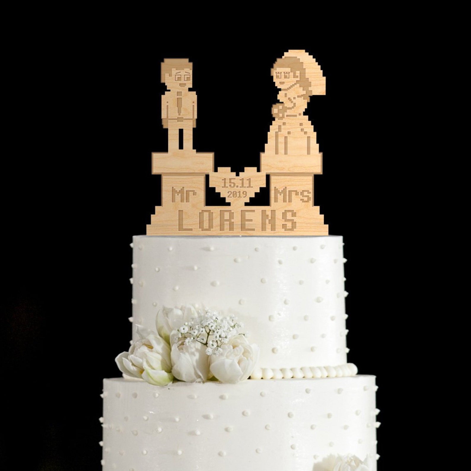 Gamer 8 Bit Wedding Cake Toppergeek Wedding Cake Toppervideo - Etsy