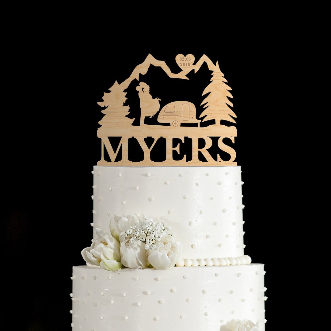 Mountain Wedding Cake Topper,happy Camper Cake Topper,camper Trailer ...