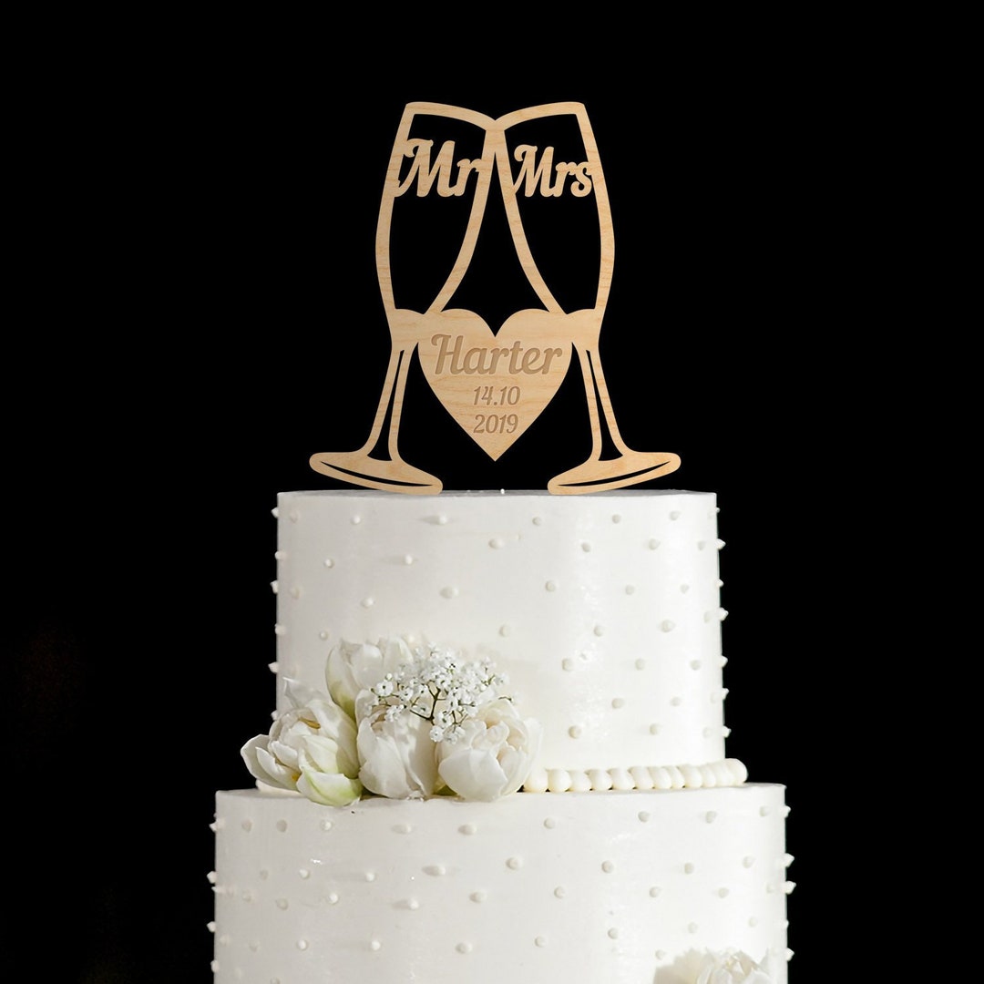 Champagne Glasses Cake Topper,toasting Glasses Cake Topper,champagne ...