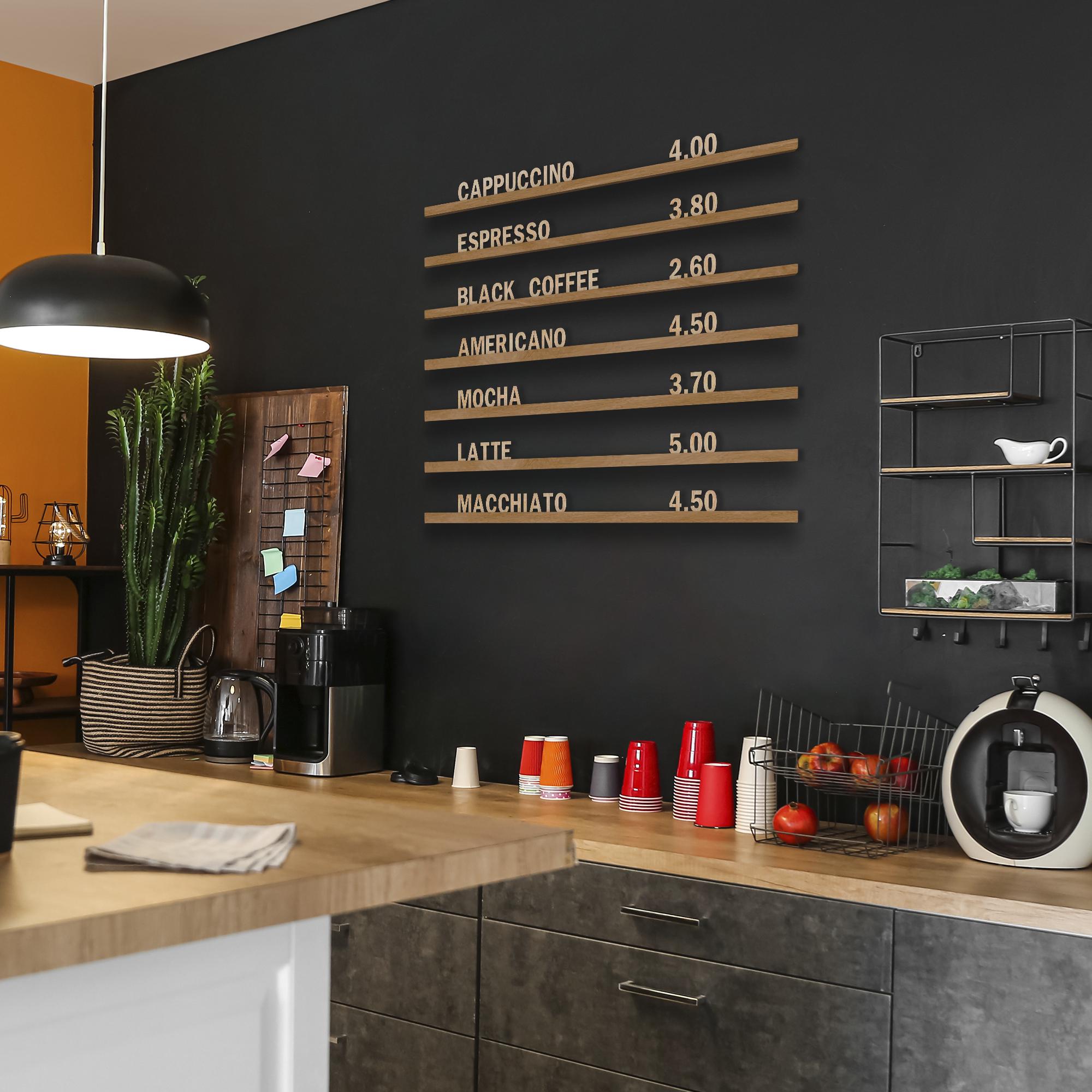 Wall Mounted Menu Rails, Letter Board, Cafe Wall Menu, Changeable ...