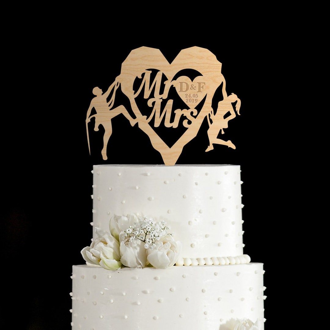 Rock Climbing Wedding Mr and Mrs Cake Topper,mountain Climbing Mr and ...