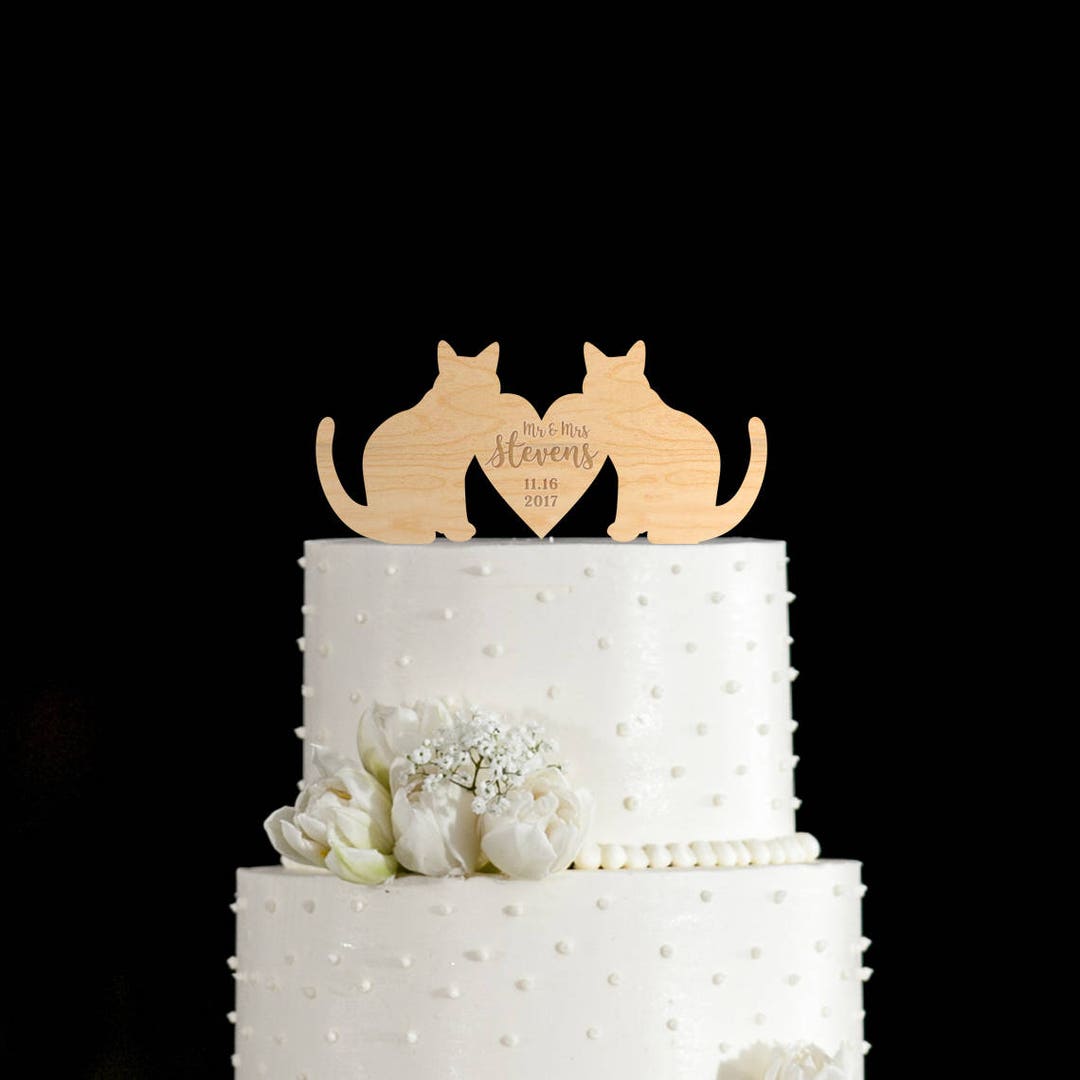 Cat Wedding Cake Topper, Personalized Two Cats, 732 - Etsy