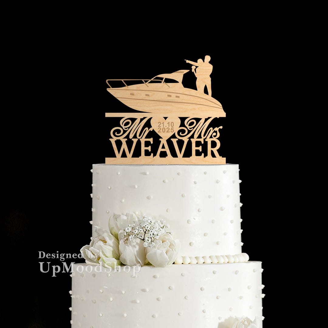 Boat Cake Topper, Wedding Cake Topper, Nautical Cake Topper, Rustic ...