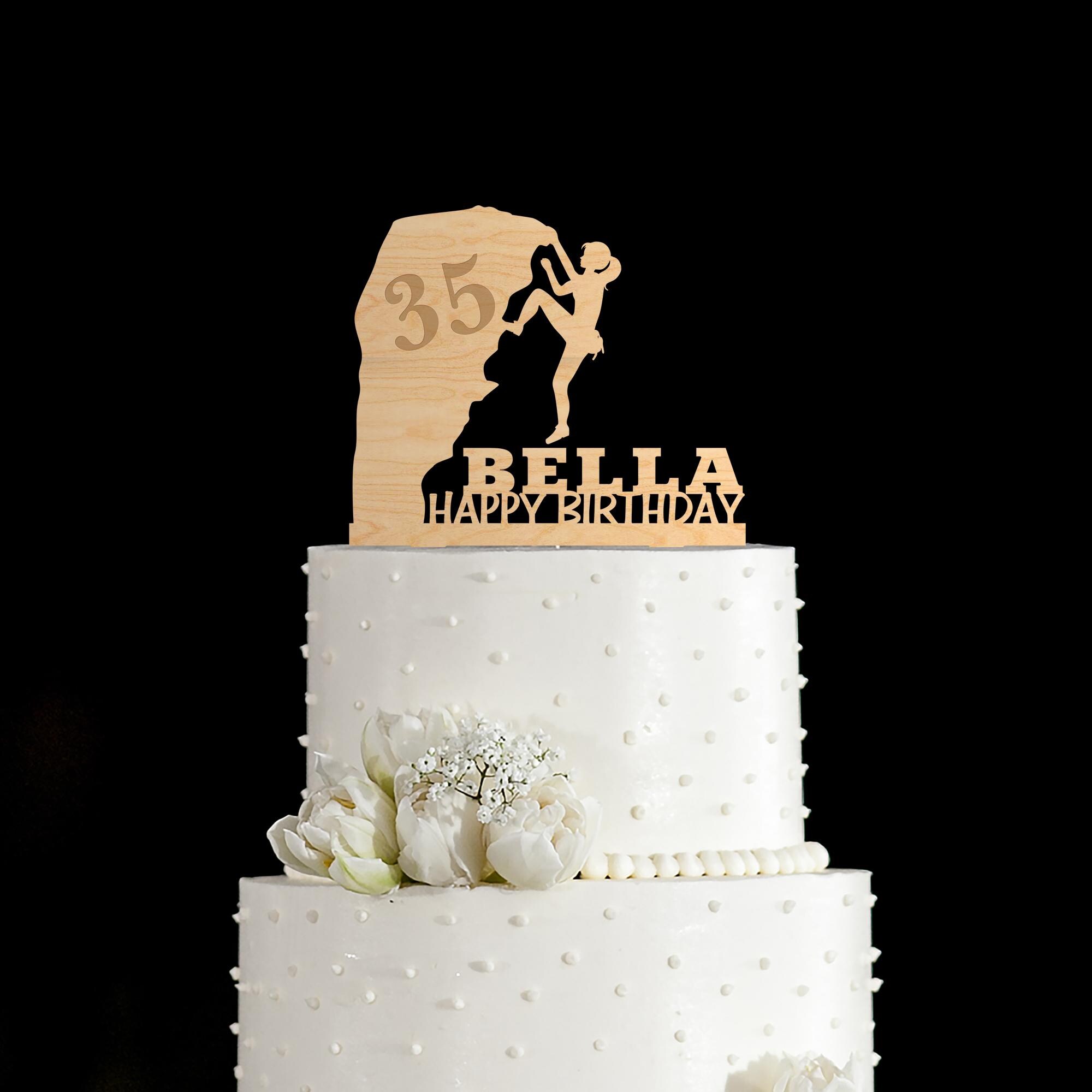 Climber Birthday Cake Topper, Rock Climbing Cake Topper, Female Climber ...