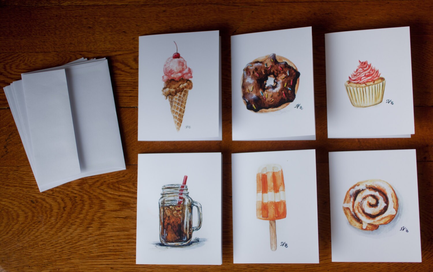 Sweet Treats Watercolor Cards | Etsy