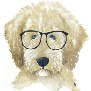 Watercolor Goldendoodle Print | Etsy