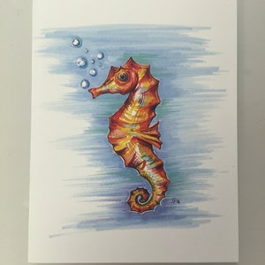 Card Set 4 Sea Creatures in Marker - Etsy