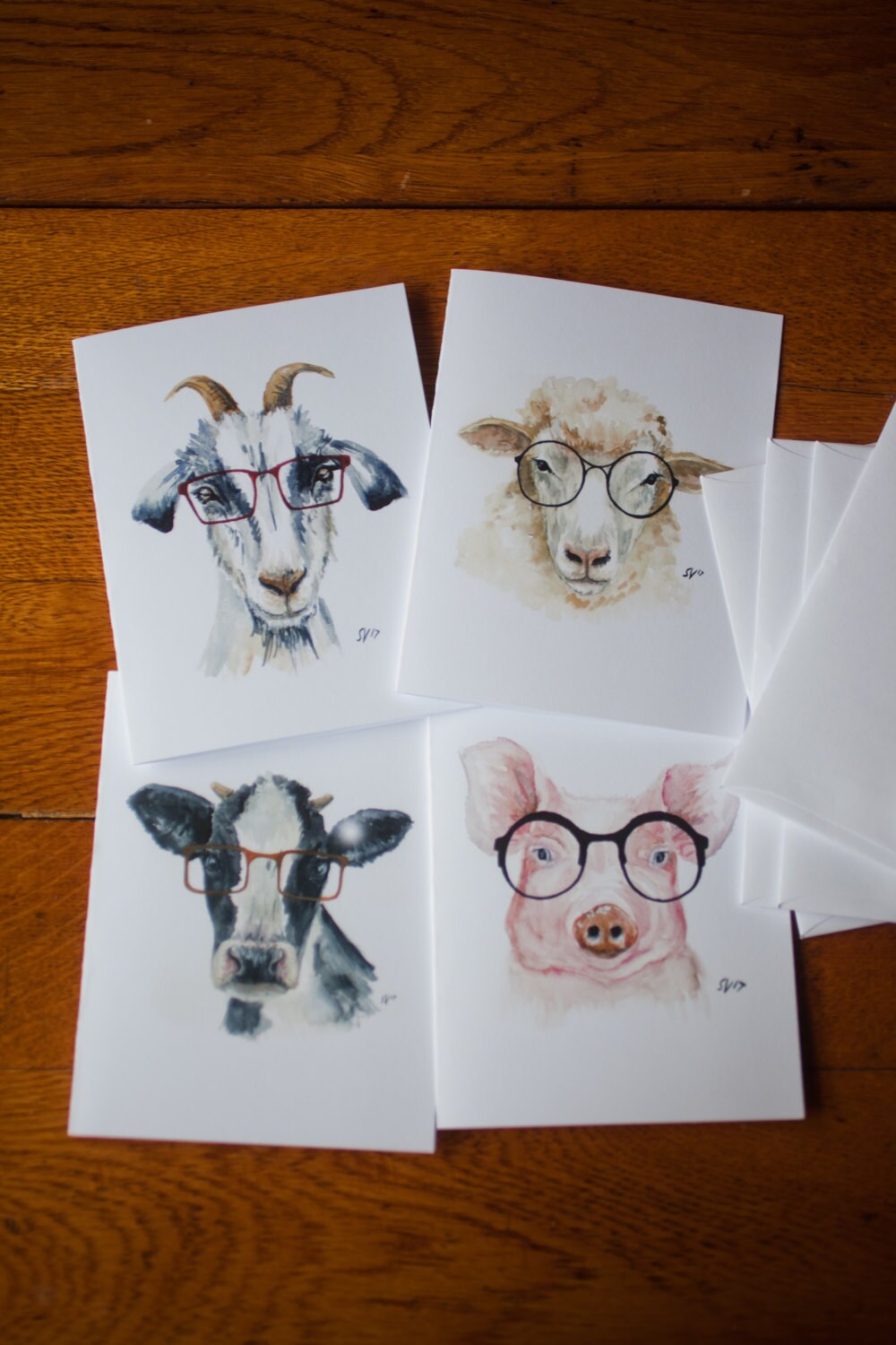 Watercolor Cards Hipster Farm Animals - Etsy