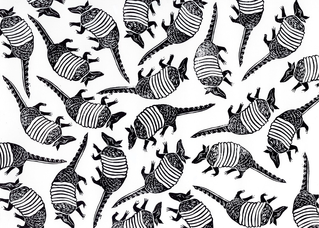 Ink Block Armadillo Print - Etsy
