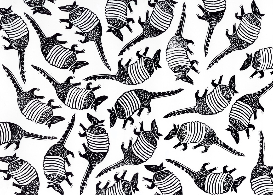 Ink Block Armadillo Print - Etsy