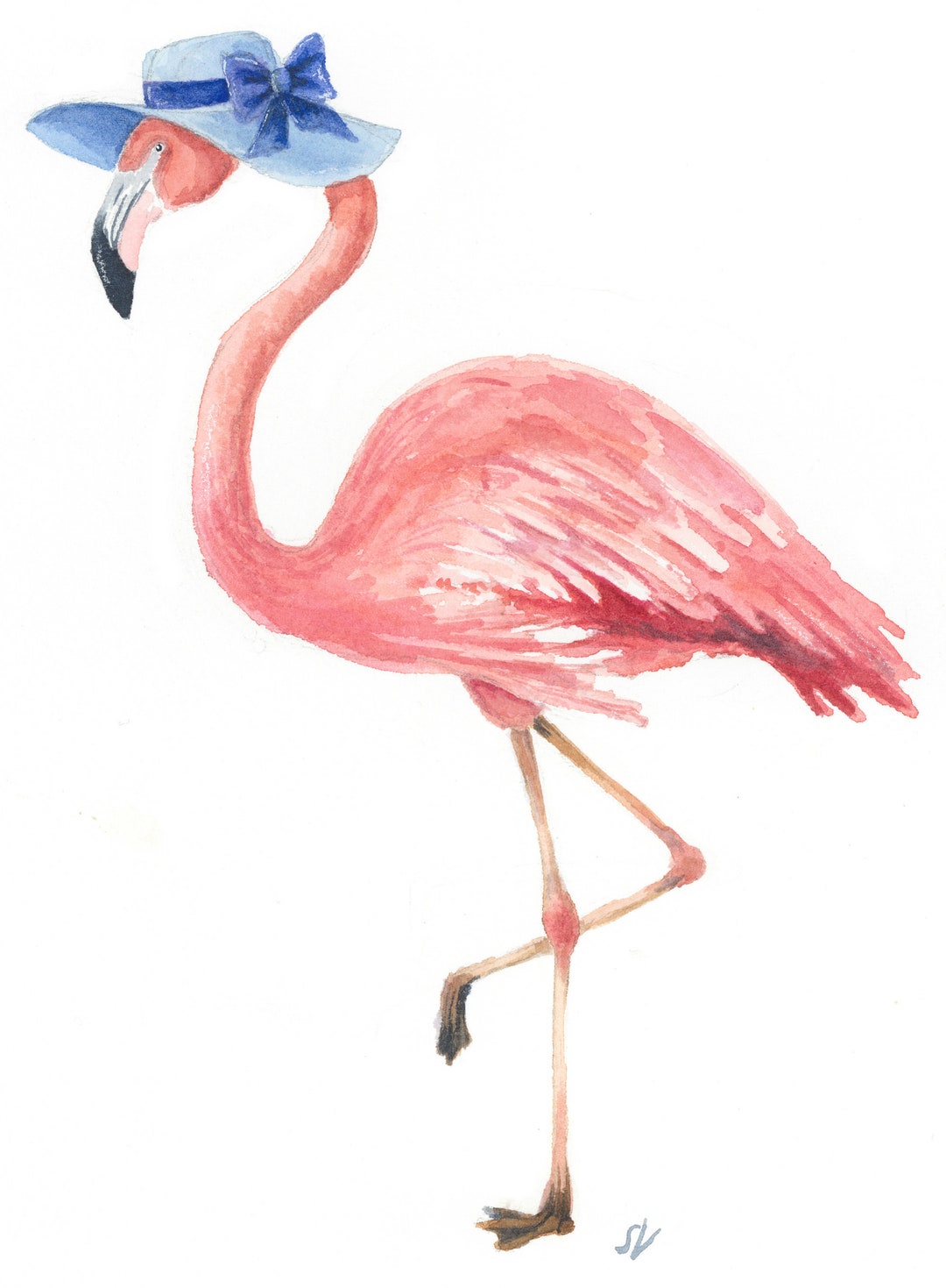Watercolor Fancy Flamingo Print - Etsy