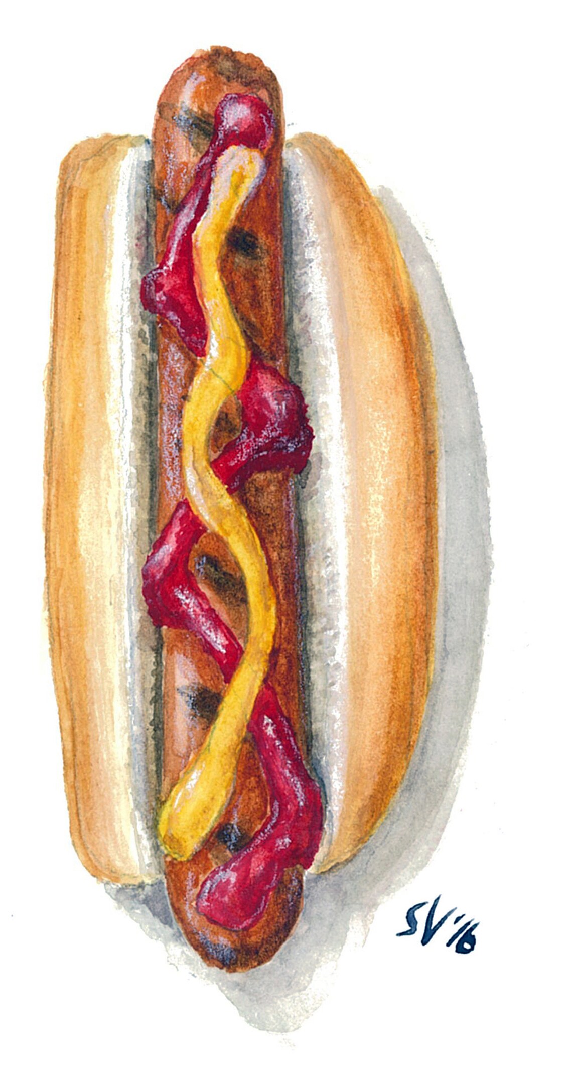 Watercolor Hot Dog Print - Etsy