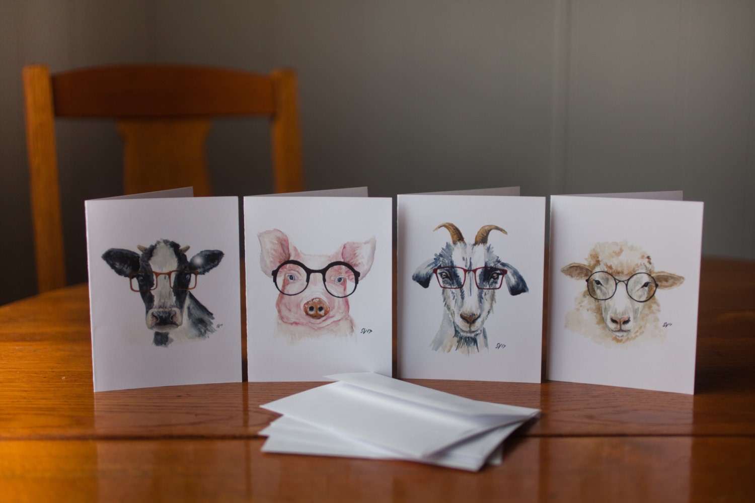 Watercolor Cards Hipster Farm Animals - Etsy