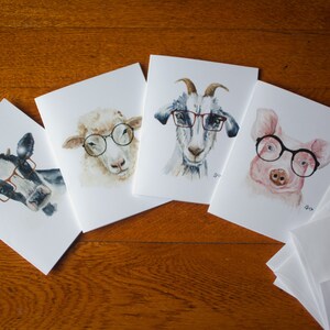 Watercolor Cards Hipster Farm Animals - Etsy