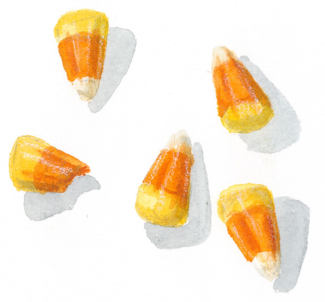 Watercolor Candy Corn Print - Etsy