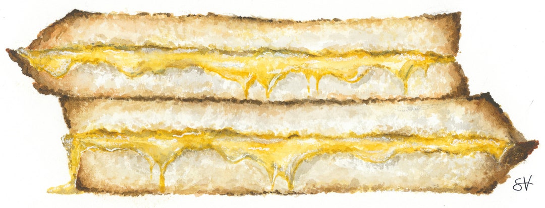 Watercolor Grilled Cheese Sandwich Print - Etsy