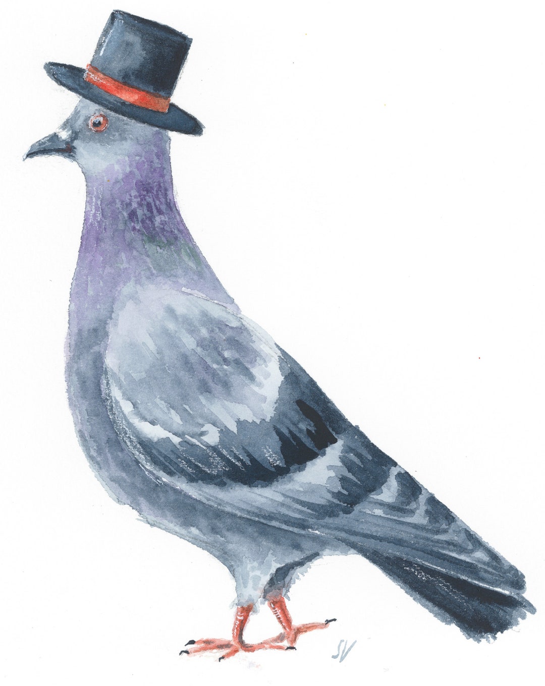 Watercolor Proper Pigeon Print - Etsy