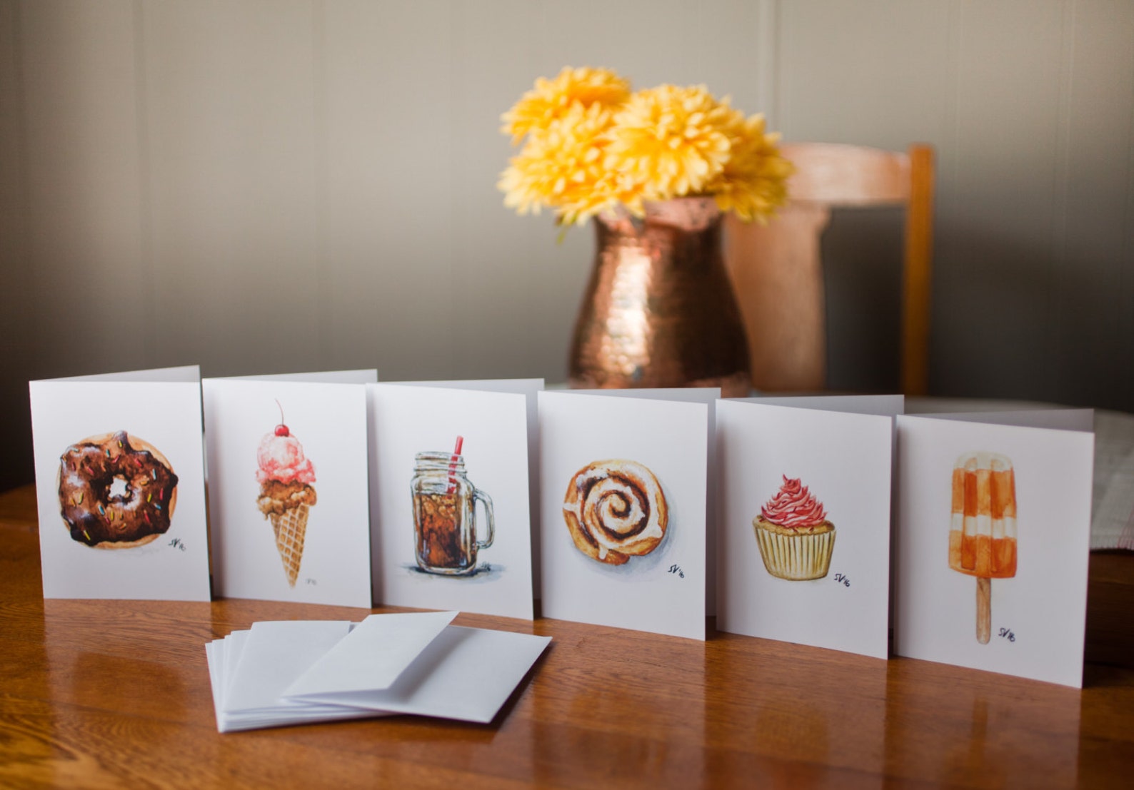 Sweet Treats Watercolor Cards | Etsy