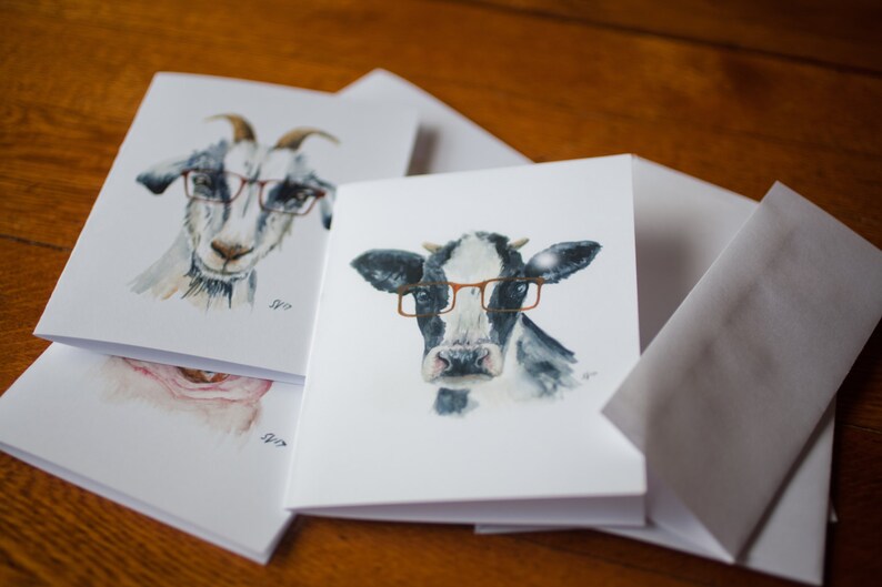 Watercolor Cards Hipster Farm Animals - Etsy