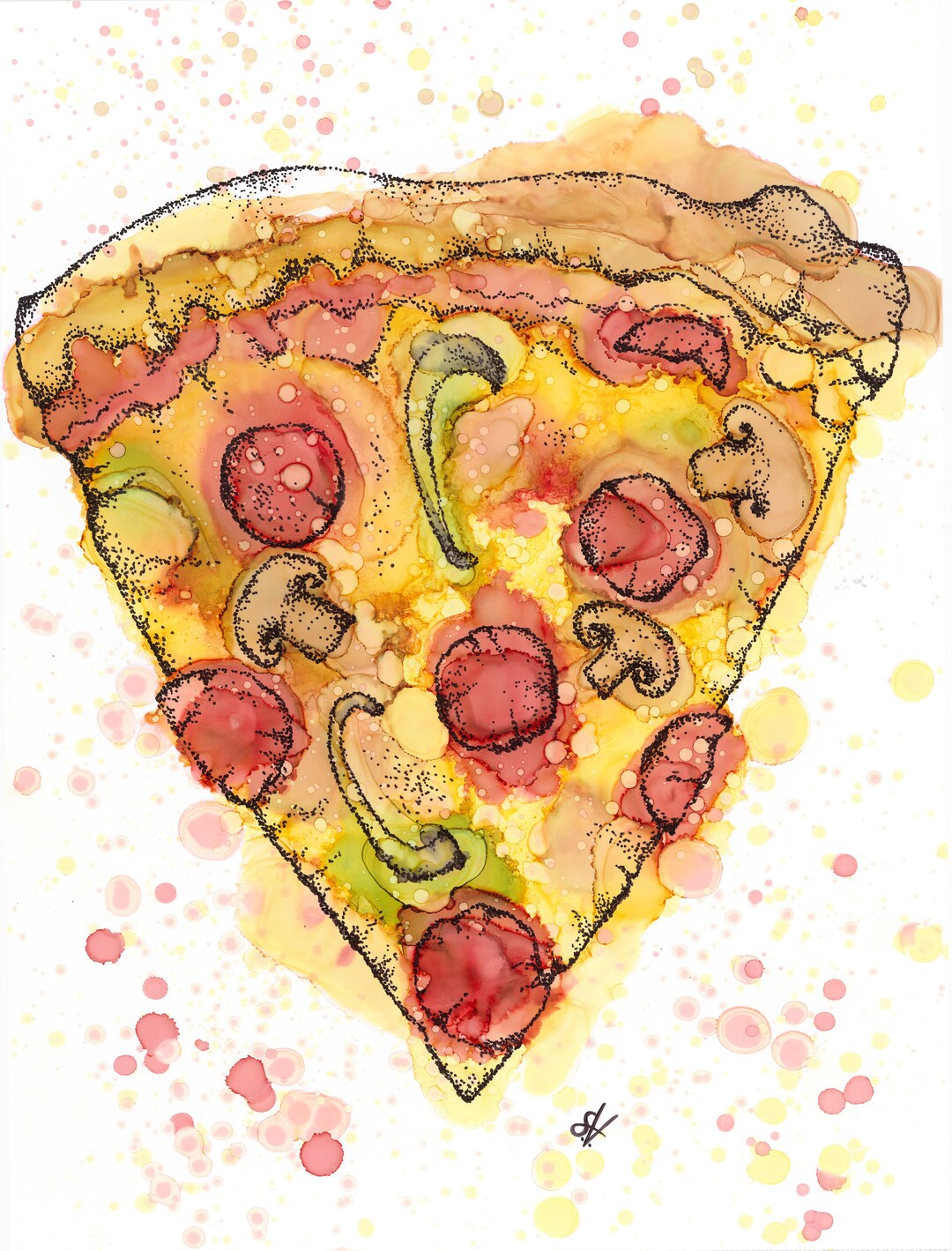 Ink Pizza Slice Print - Etsy
