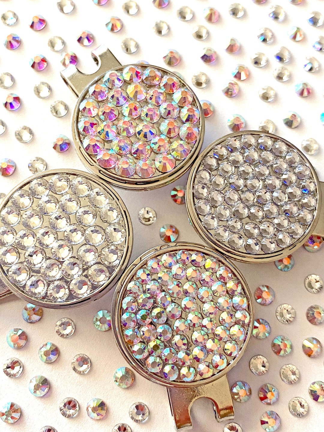 Golf Ball Marker, Silver Magnetic Hat Clip, Sparkly, Bling, Iridescent ...