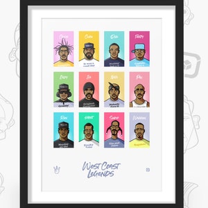 West Coast Legends A2/A3 Poster Featuring 12 Legendary Rappers. Great ...