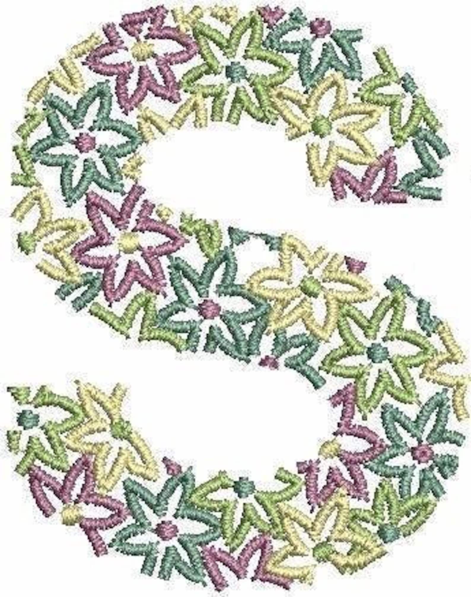 Letter S, Flower Alphabet Embroidery Designs, Machine Embroidery ...