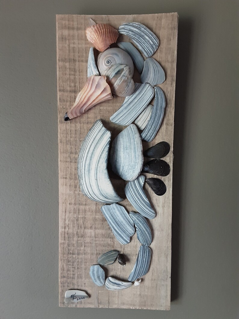 Seahorse Shell Wall Decor/ Shell Art/ Beach House - Etsy