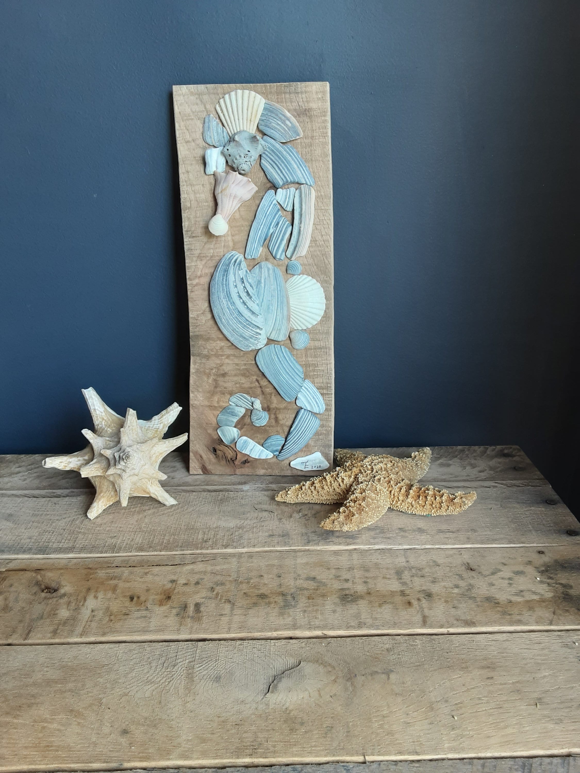 Seahorse Shell Wall Decor Wood/ Shell Art/ Beach House - Etsy