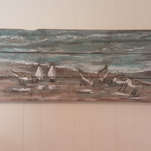 Large Original Handpainted Sandpipers on the Shoreline Painting on ...