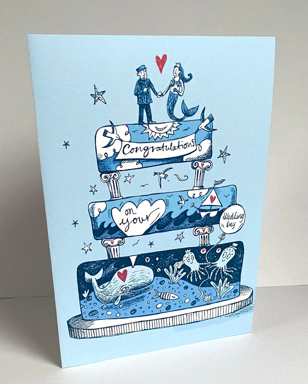 Congratulations on Your Wedding Card - A5- a Fisherman and His Mermaid ...