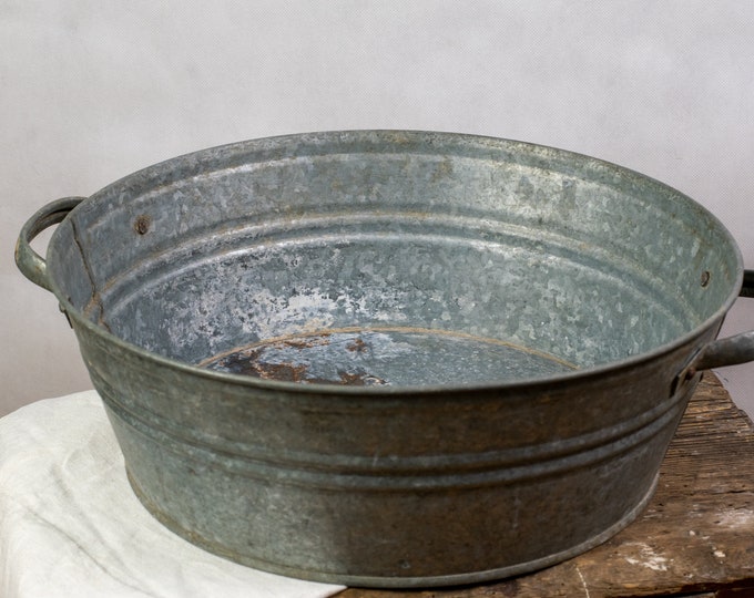 Zinc Wash Bowl Galvanized Metal Wash Basin Handled Wash Tub - Etsy