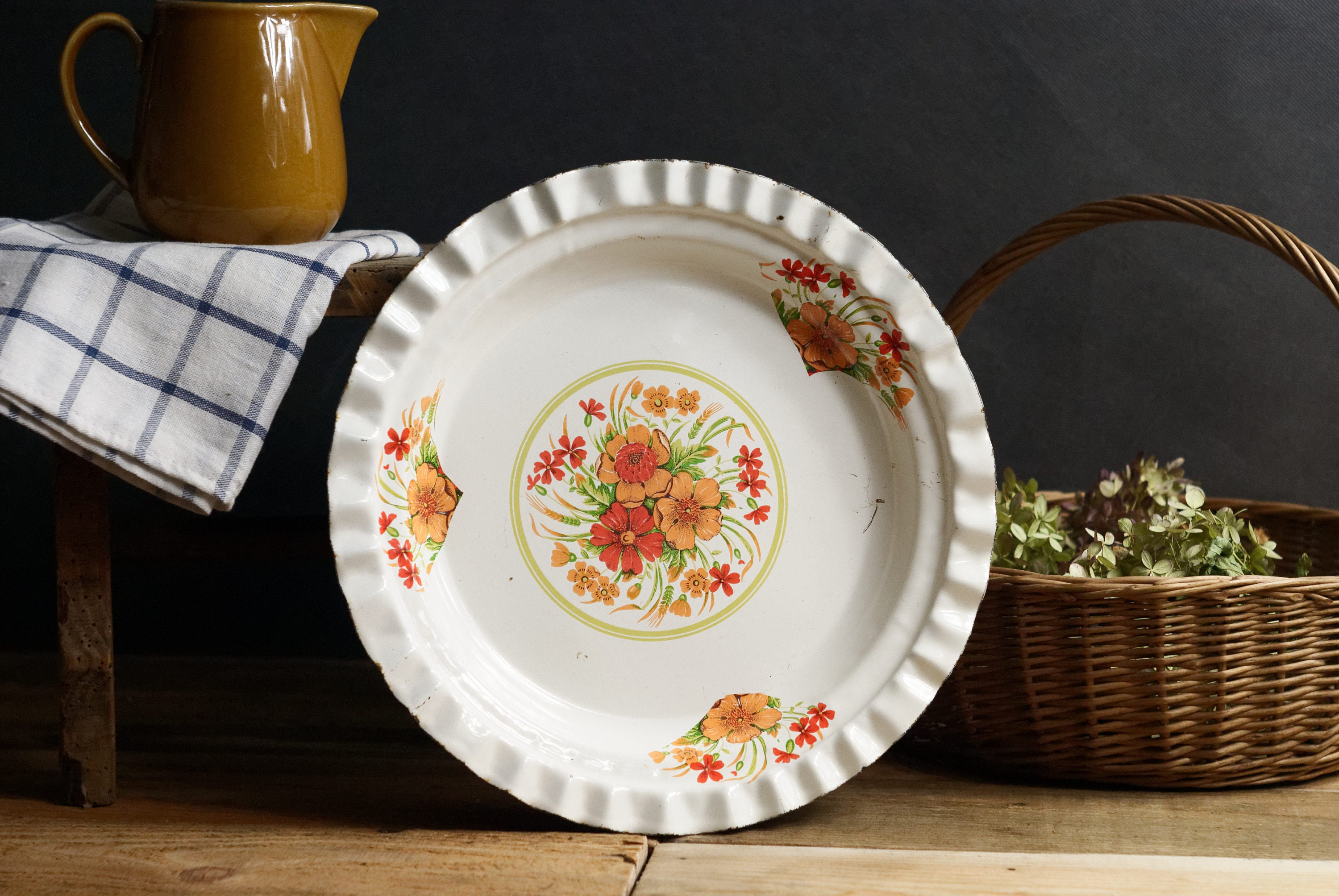 Enamelware Serving Tray Large Tray Vintage Tray Shabby | Etsy