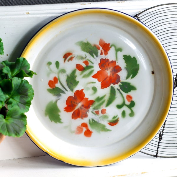 Floral Enamel Tray - Etsy